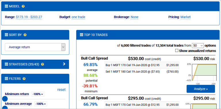 Finding optimal trades with the options search engine – Quantcha Docs