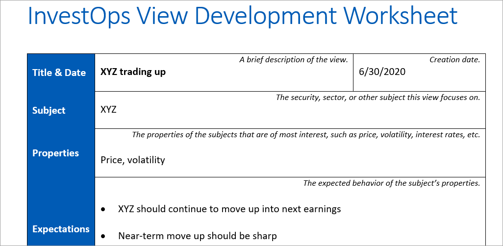 Template: View Development Worksheet – Quantcha Docs